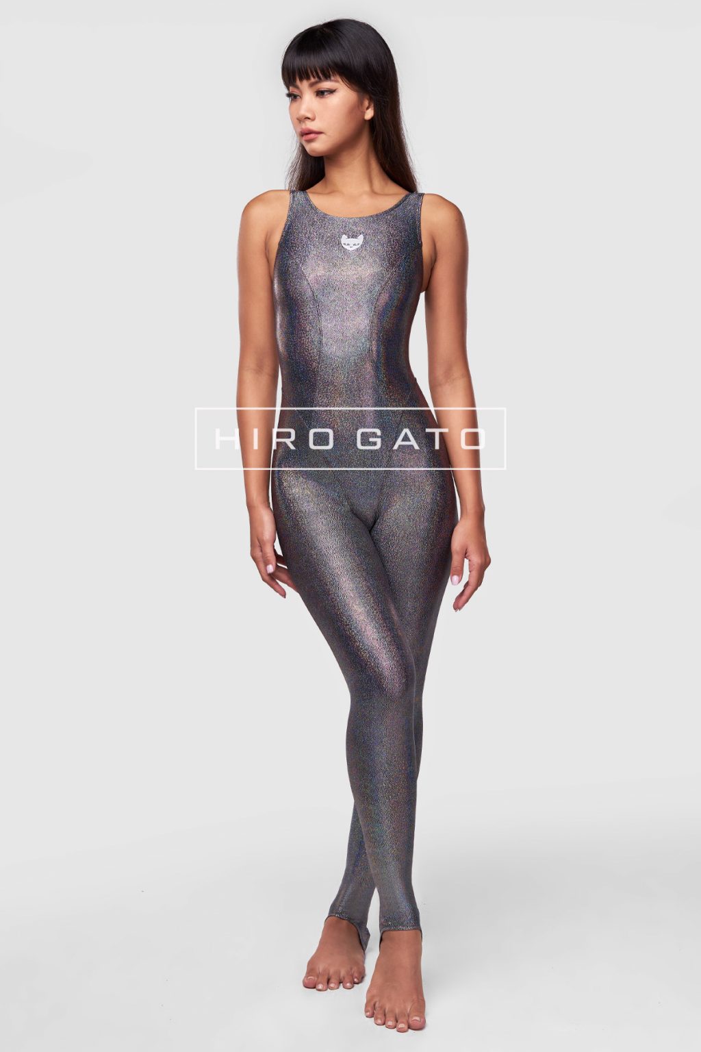 Mystique Sparkle Metallic Lycra Unitard Black - Hiro Gato