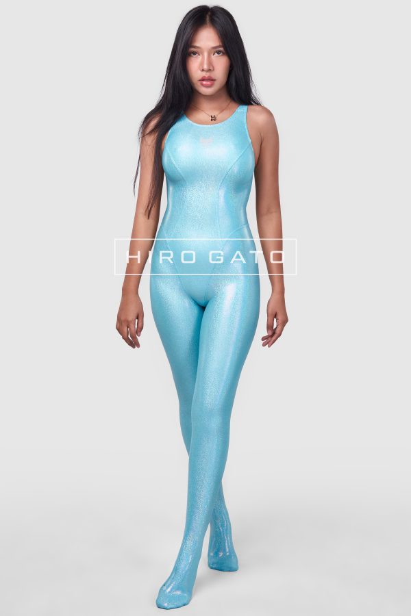 Mystique Sparkle Metallic Lycra Unitard Turquoise - Hiro Gato