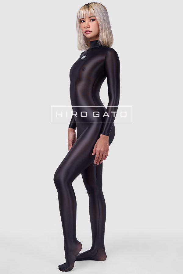 Sheer Nylon Catsuit Black Shiny Spandex - Hiro Gato
