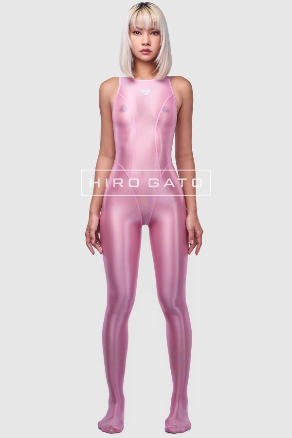 Sheer Nylon Unitard Light Pink Transparent - Hiro Gato