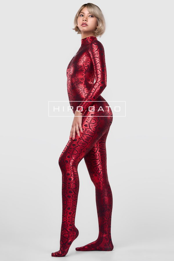 Snakeskin Catsuit Black Red Zentai - Hiro Gato