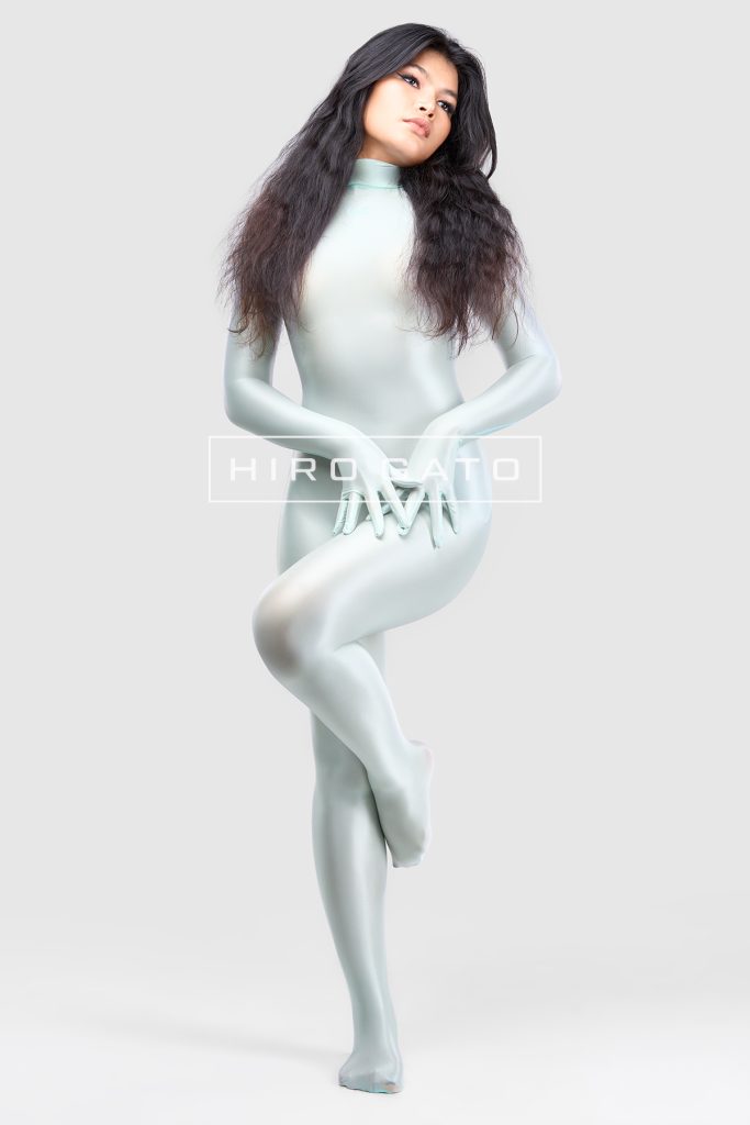 Sheer Nylon Catsuit Mint Green Shiny Spandex Hiro Gato 7771