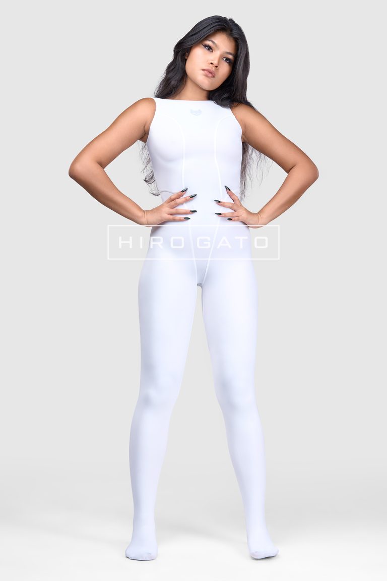 Matte Lycra Unitard White Spandex Semi Matt - Hiro Gato