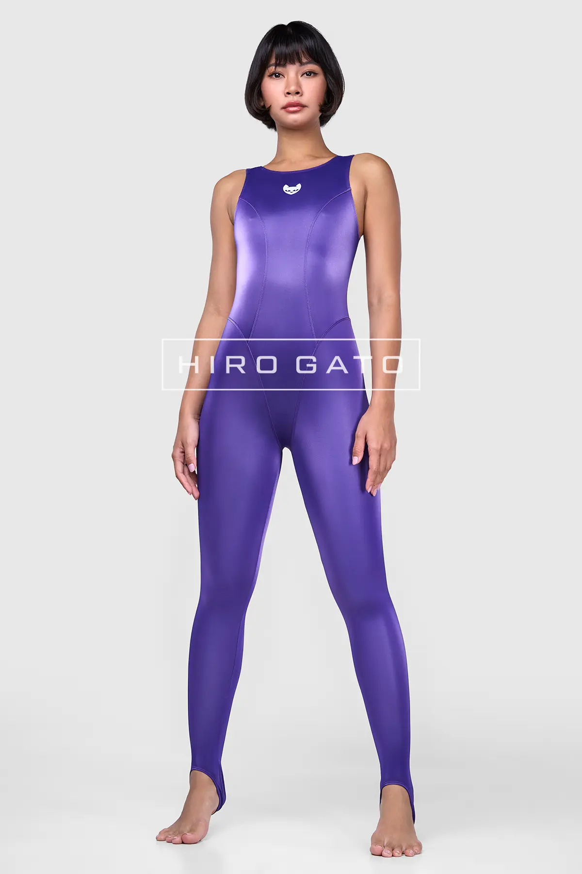 Hiro Gato - Sharkskin PU Spandex Unitard Purple