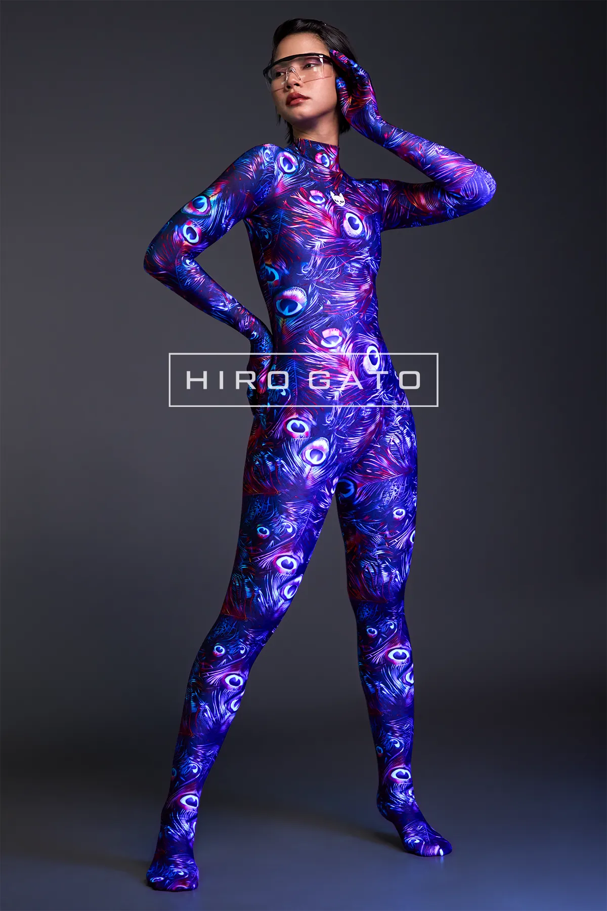 Hiro Gato's PSY UV Psychedelic Fluorescent Spandex Lycra Zentai Catsuit