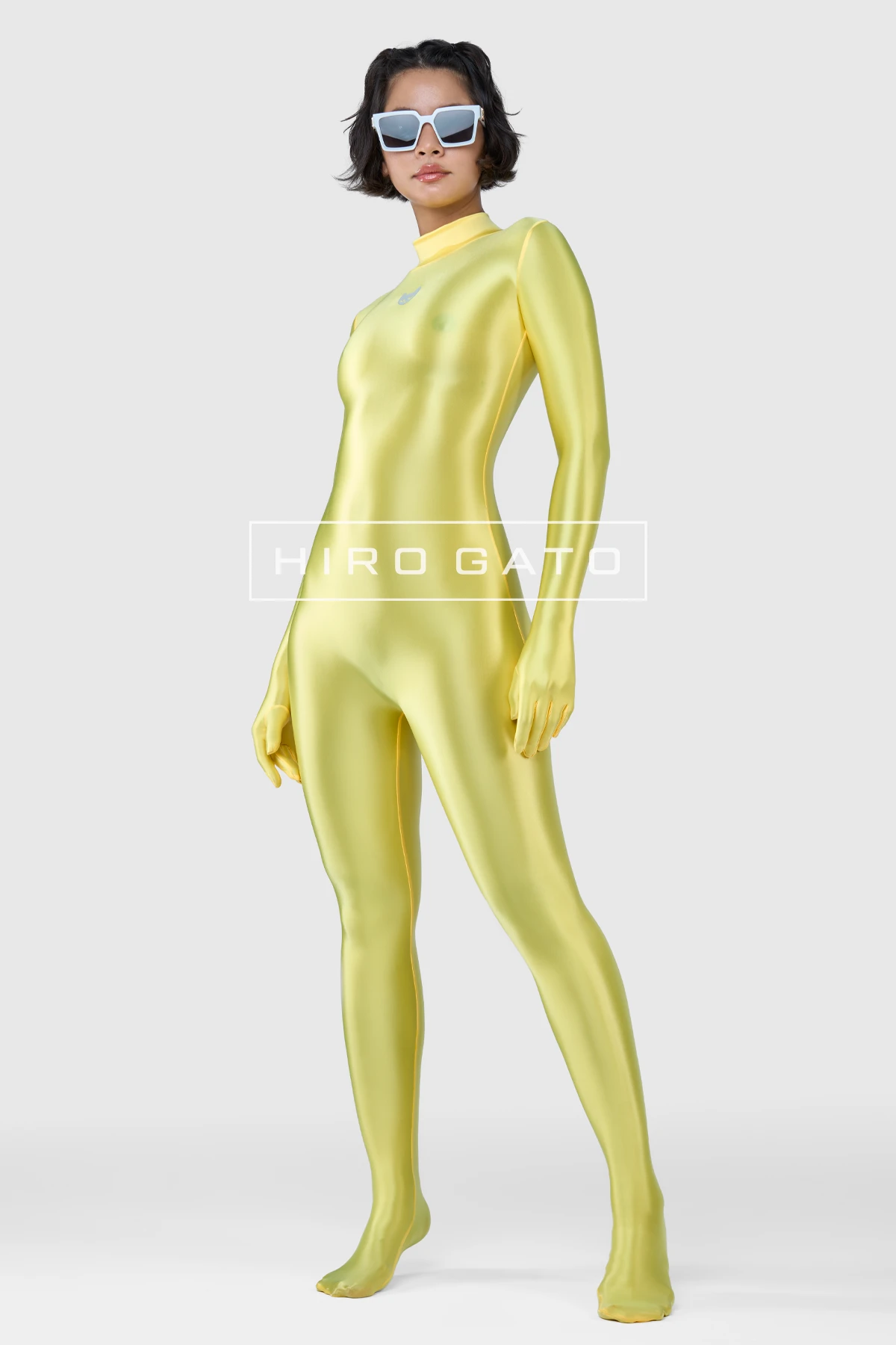 Satin Spandex Catsuit UV yellow Shiny - Hiro Gato
