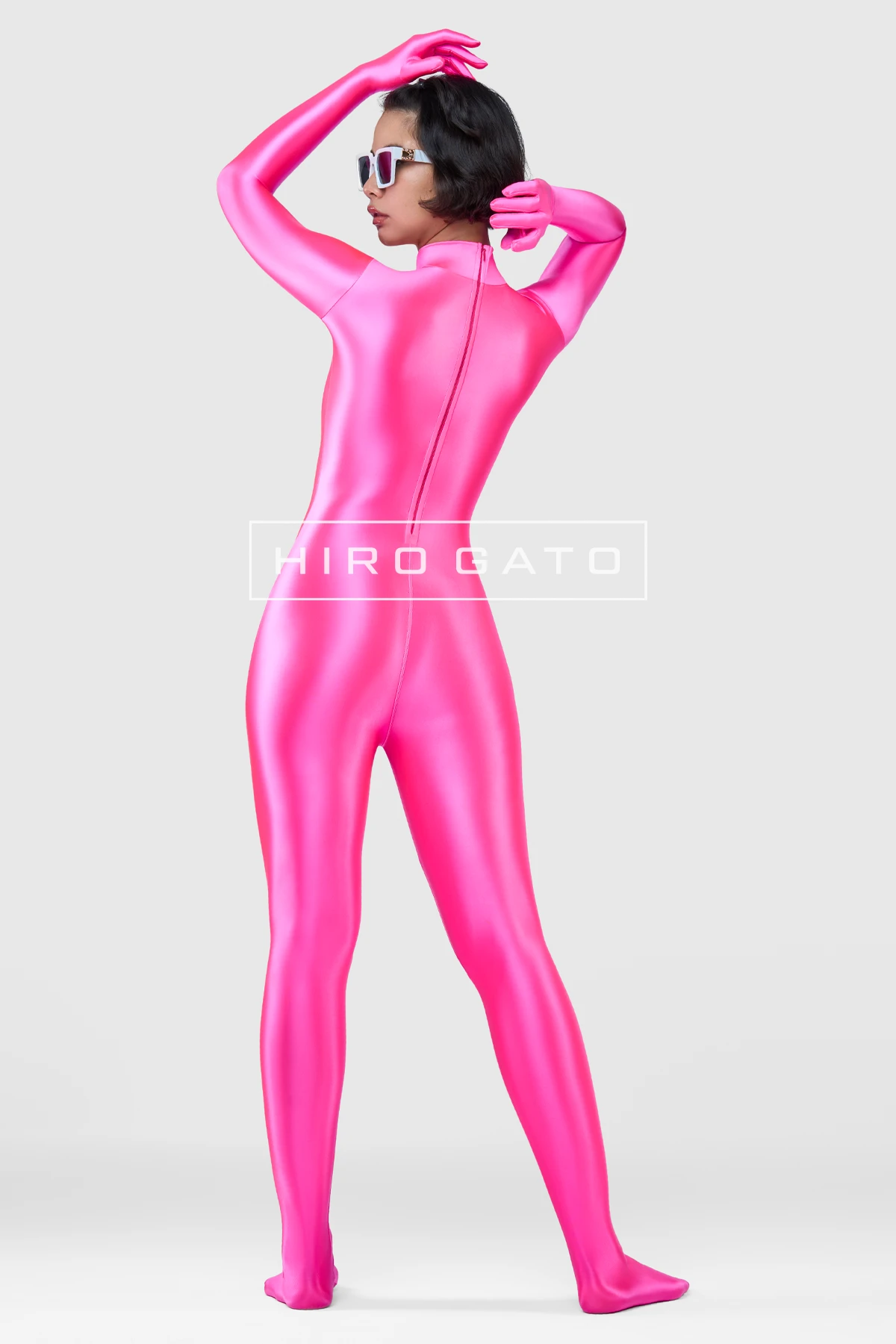 Satin Spandex Catsuit UV Pink Shiny - Hiro Gato